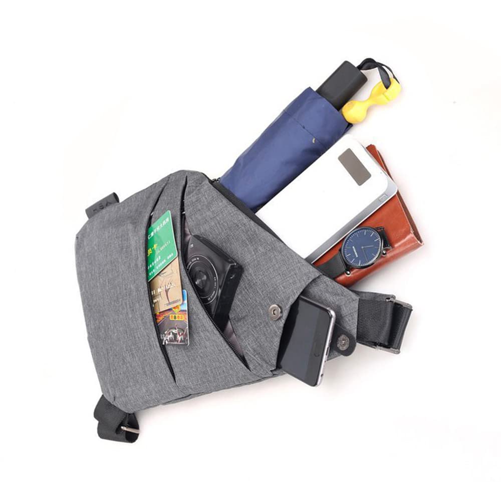 PIPLYKI Personal Flex Bag - Multi Pocket Casual Crossbody Bag, Waterproof Personal Shoulder Pocket Bag, Anti Theft Sling Bag (Grey-Left)