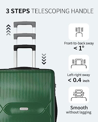 Zitahli Carry on Luggage, Expandable Luggage Suitcase, PC Hard Case Luggage with TSA Lock Spinner Wheels YKK Zippers, 20in (Green)