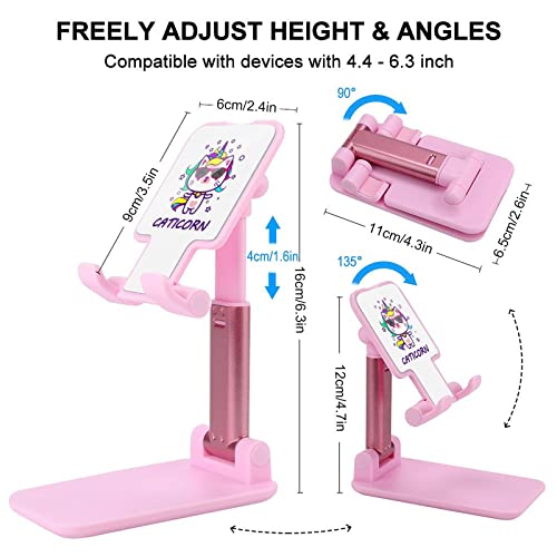 Unicorn Cat Print Cell Phone Stand Compatible with iPhone Switch Tablets Foldable Adjustable Cellphone Holder Desktop Dock (4-13")