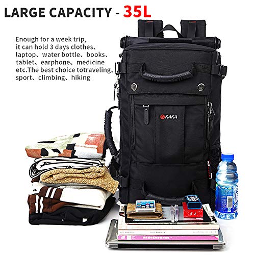 KAKA Travel Backpack,Carry-On Bag Water Resistant Flight Approved Weekender duffle backpack Rucksack Daypack for Men Women (Black)