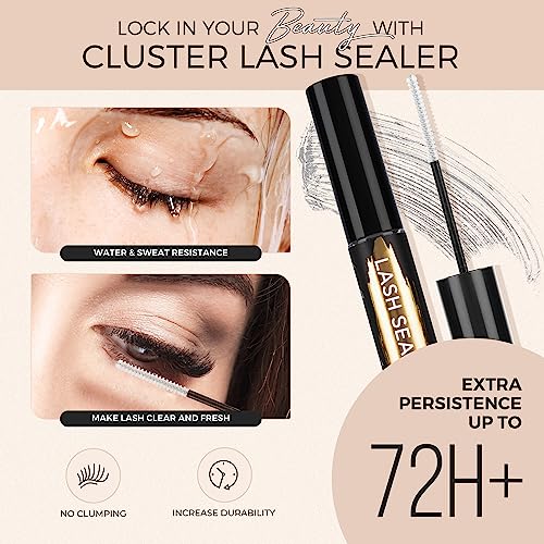 LASHVIEW Lash Remover, Lash Sealer Lash Extension Sealant, Cluster Lash Glue for Sensitive Eyes, Super Strong Hold 72 Hours DIY Eyelash Extension Glue, Sealer, and Remover, Latex Free
