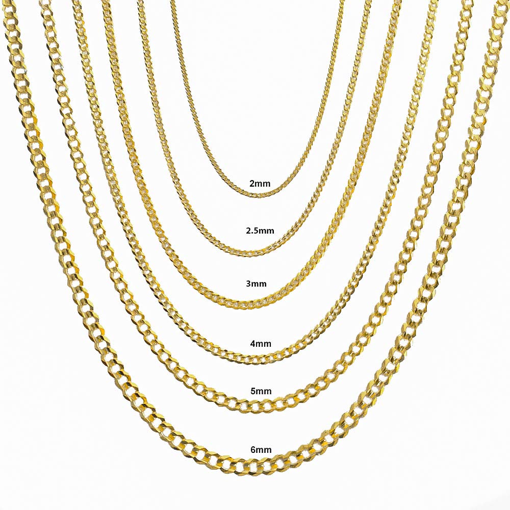JOULE SHOP 14K Solid Yellow Gold 3mm Cuban Curb Link Chain Necklace, 16-30" (24 in)