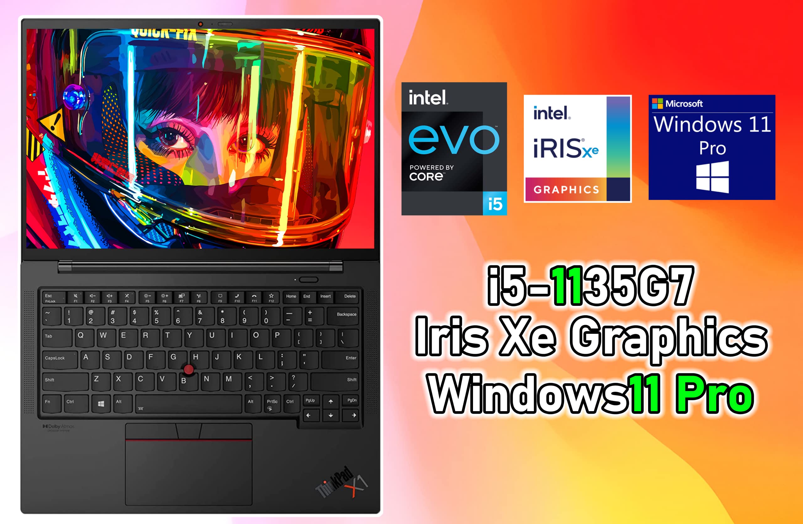 Lenovo ThinkPad X1 Carbon Gen 8 Laptop, 14.0" FHD IPS 400 nits, i5-10210U, Webcam, WiFi-6, Backlit Keyboard, Fingerprint Reader, USB-C, HDMI, Intel UHD Graphics, Win 10 Pro, 16GB RAM, 512GB PCIe SSD