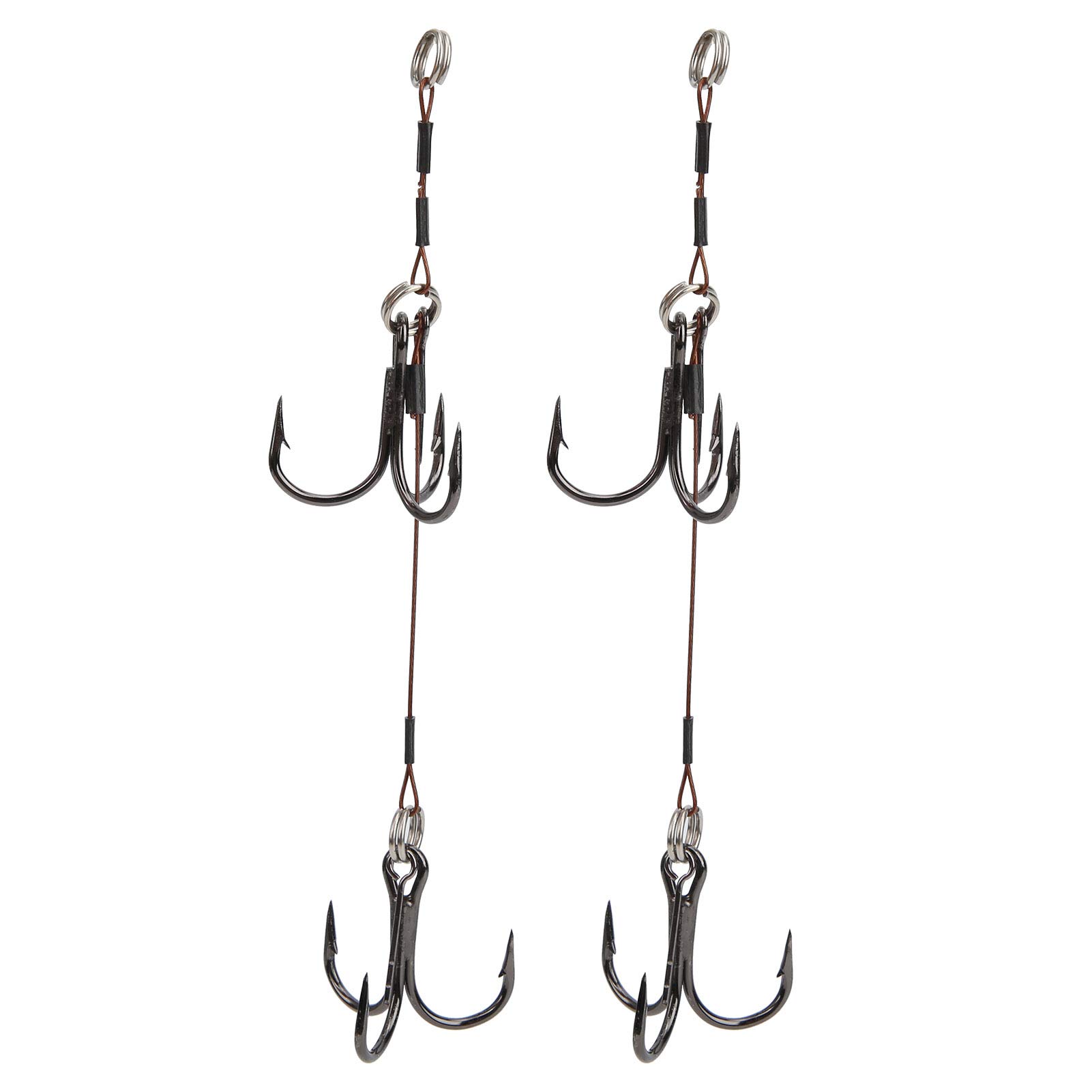 Natudeco 2PCs Triple Fishing Hook, Premium Quality Fishing Tackle Durable Barracuda Hook Line with Sharpened Corners for Saltwater and Freshwater Fishing