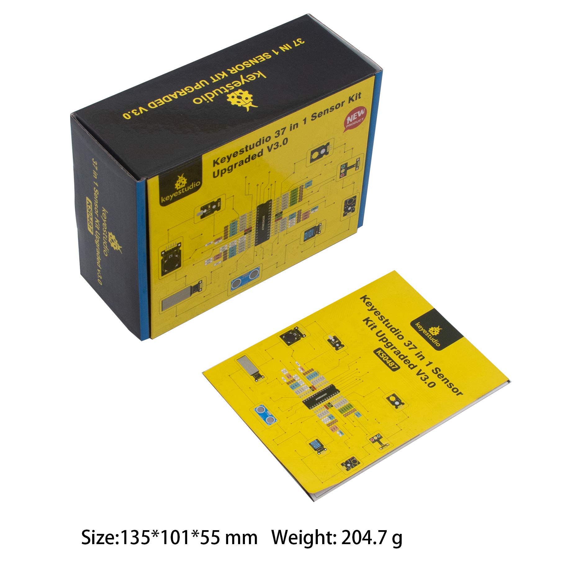 KEYESTUDIO 37 Sensors Modules Starter Kit for Arduino Raspberry Pi Compatible, Programming Sensors Electronics Kit for Beginners