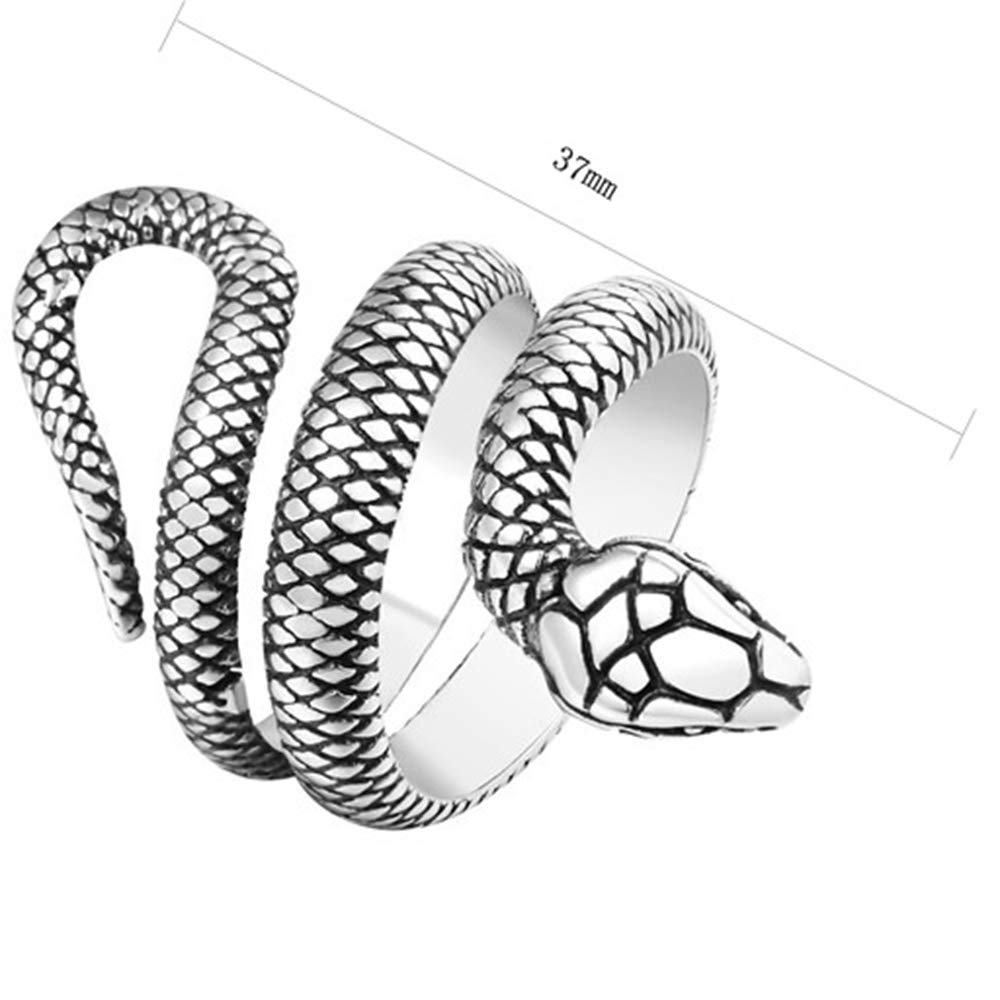 Jude Jewelers Stainless Steel Retro Vintage Snake Stye Cocktail Party Statement Biker Ring (Silver, 8)