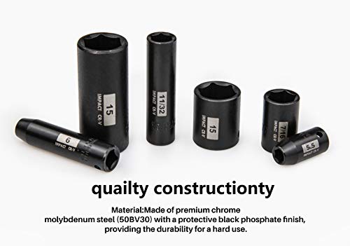 SEKETMAN 50-Piece 1/4" Inch Drive Deep And Shallow Impact Socket Set, SAE/Metric(5/32-Inch to 9/16-Inch and 4-15mm),CR-V-50BV30