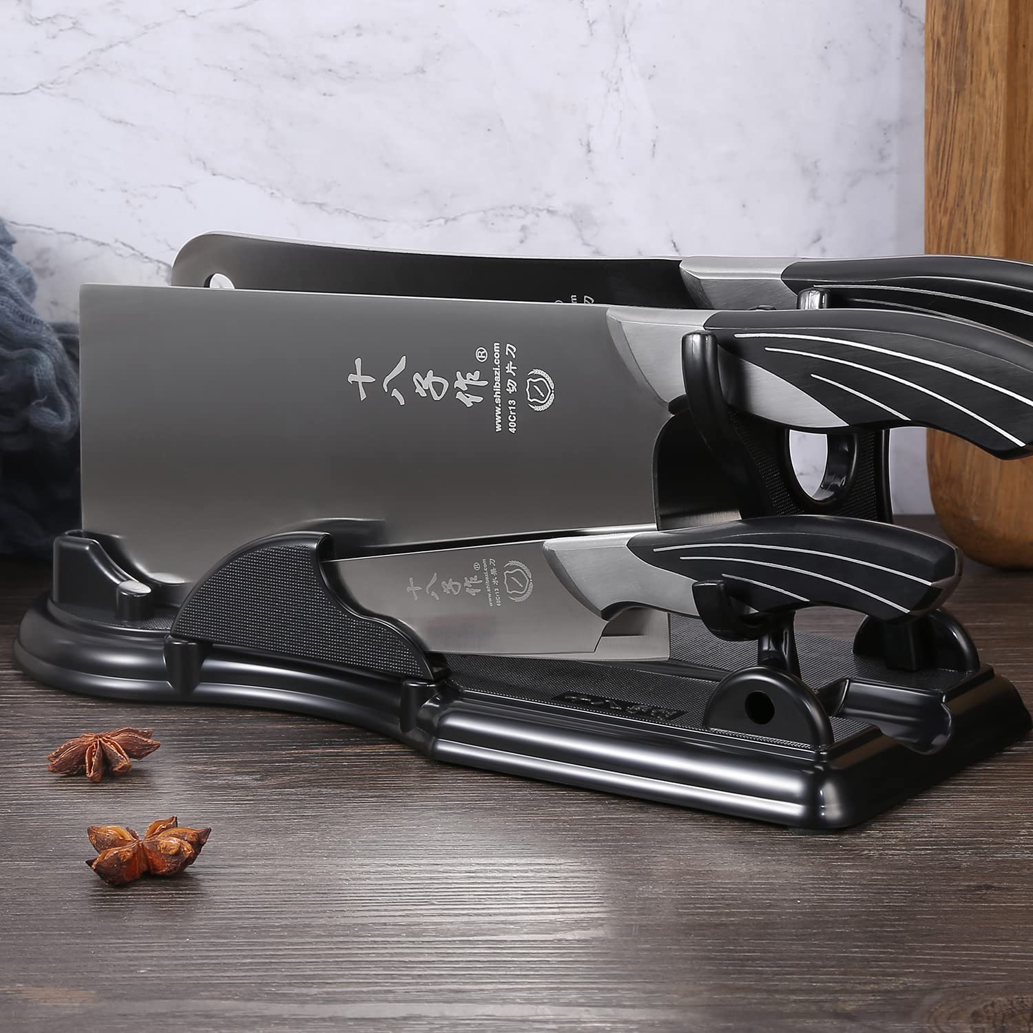 SHI BA ZI ZUO Portable ABS Knife Stand Holder for Cleaver Knife Chef Knife Fruit Knife and Sharpening Rod.