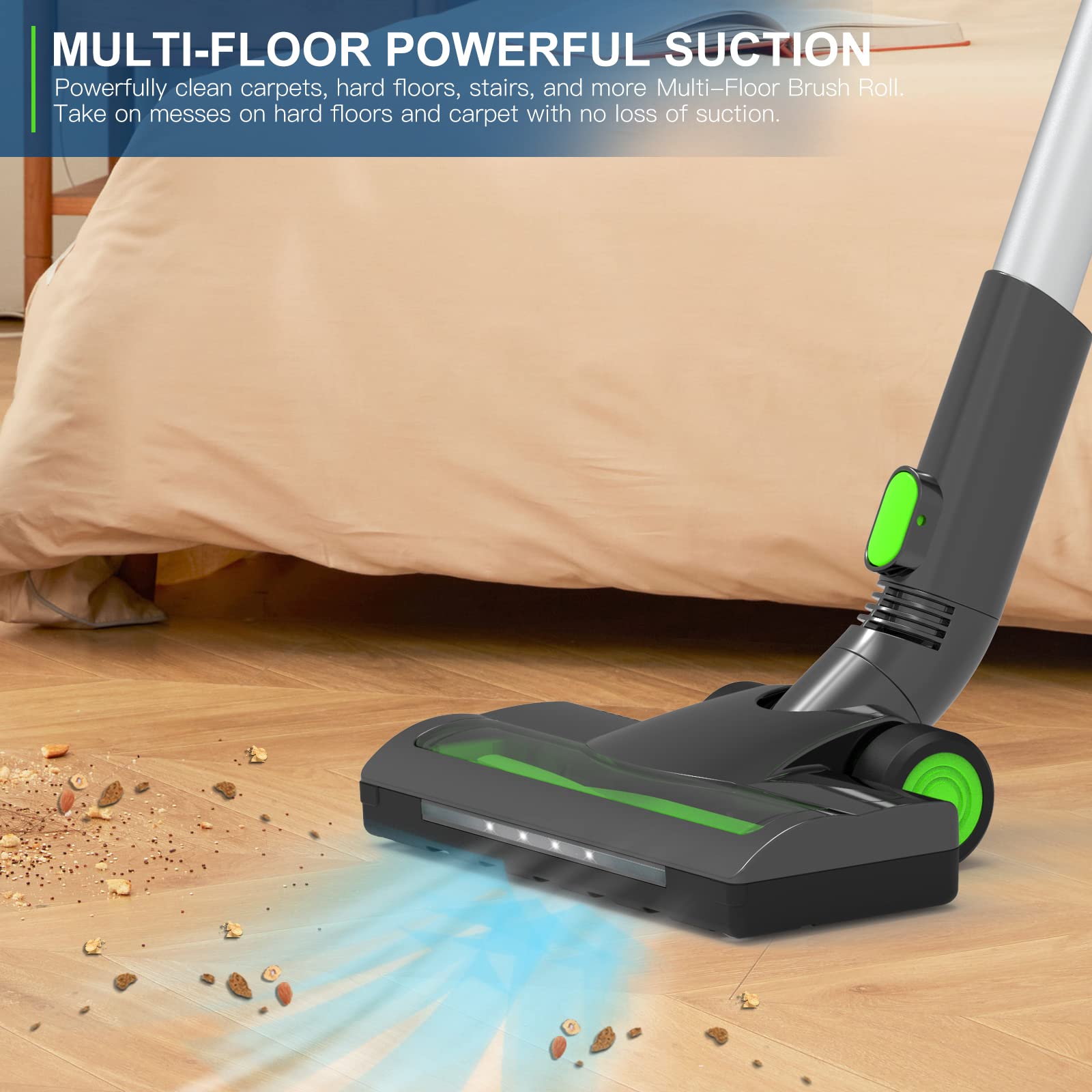 Mitcent Cordless Vacuum Cleaner with 2600mAh Rechargeable Lithium Batteries, Up to 48 Mins Runtime, for Home Hard Floor Carpet Pet Hair