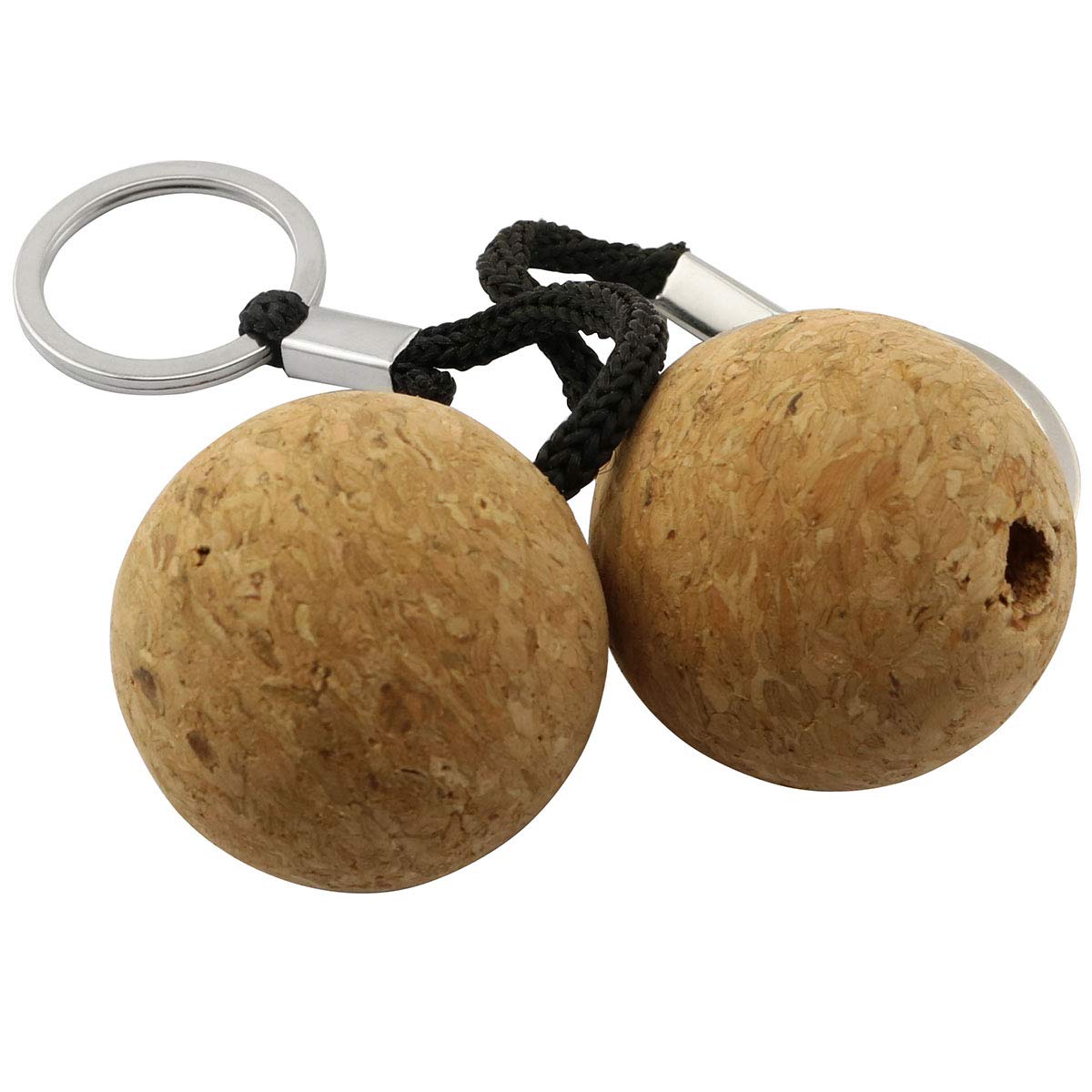 LQ Industrial Float Keychain 2PCS 35mm Floating Cork Keyrings Buoyant Ball Keyring with Black Rope