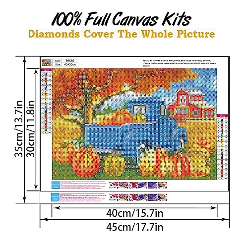 Thanksgiving Fall Diamond Painting Kits for Adults - 6 Pack Fall Pumpkin Truck Gnome Diamond Art Kits 5D Paintings with Diamond Dots Full Drill Round Gem Art,for DIY Gift and Home Decor12x16inch