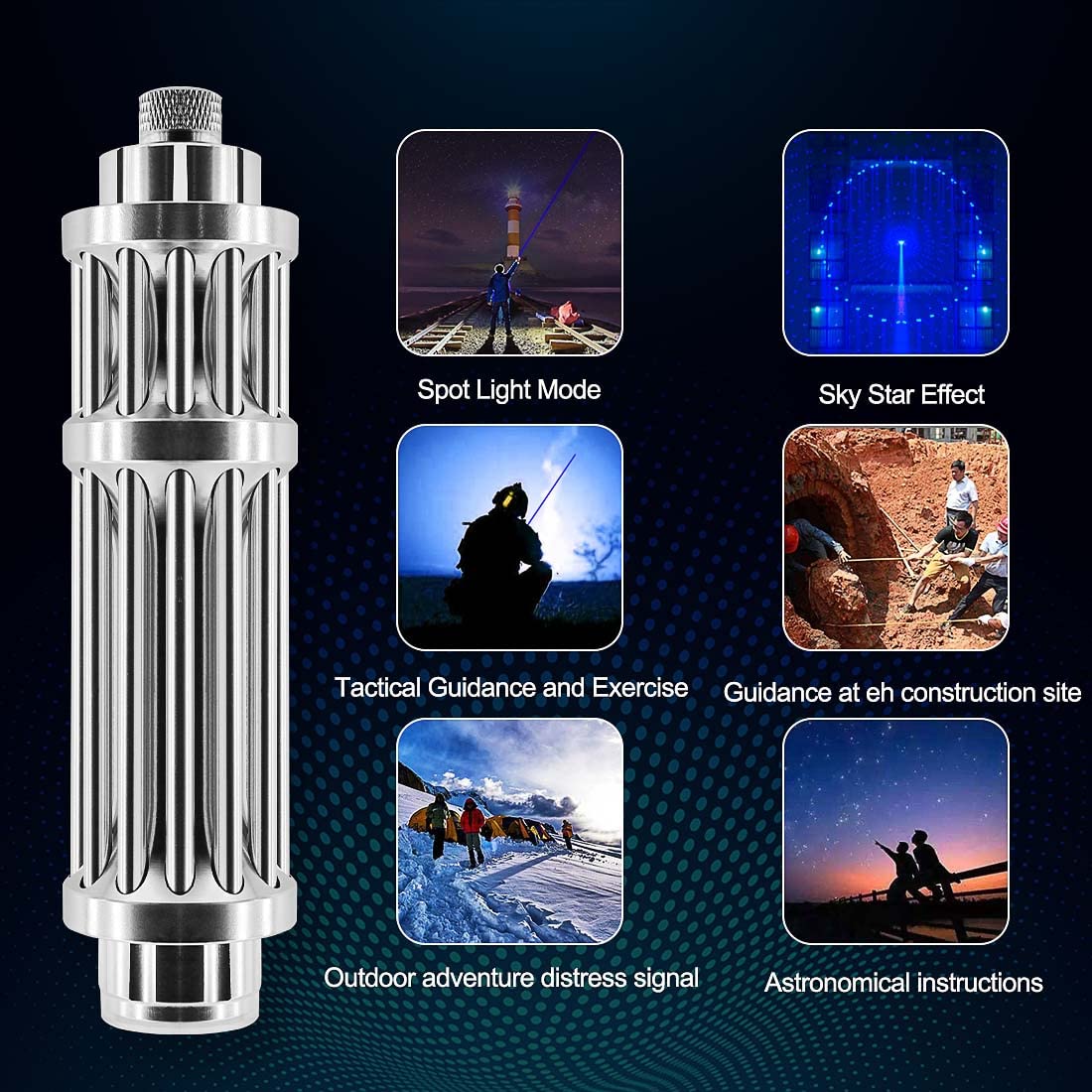 Latovsted High Power Iaser P0lNTER, Long Range Tactical 1500m Flashlight with High Lumen Light Beam/Aluminum/Rechargeable for Camping Gear/Hiking/Defense/Handheld