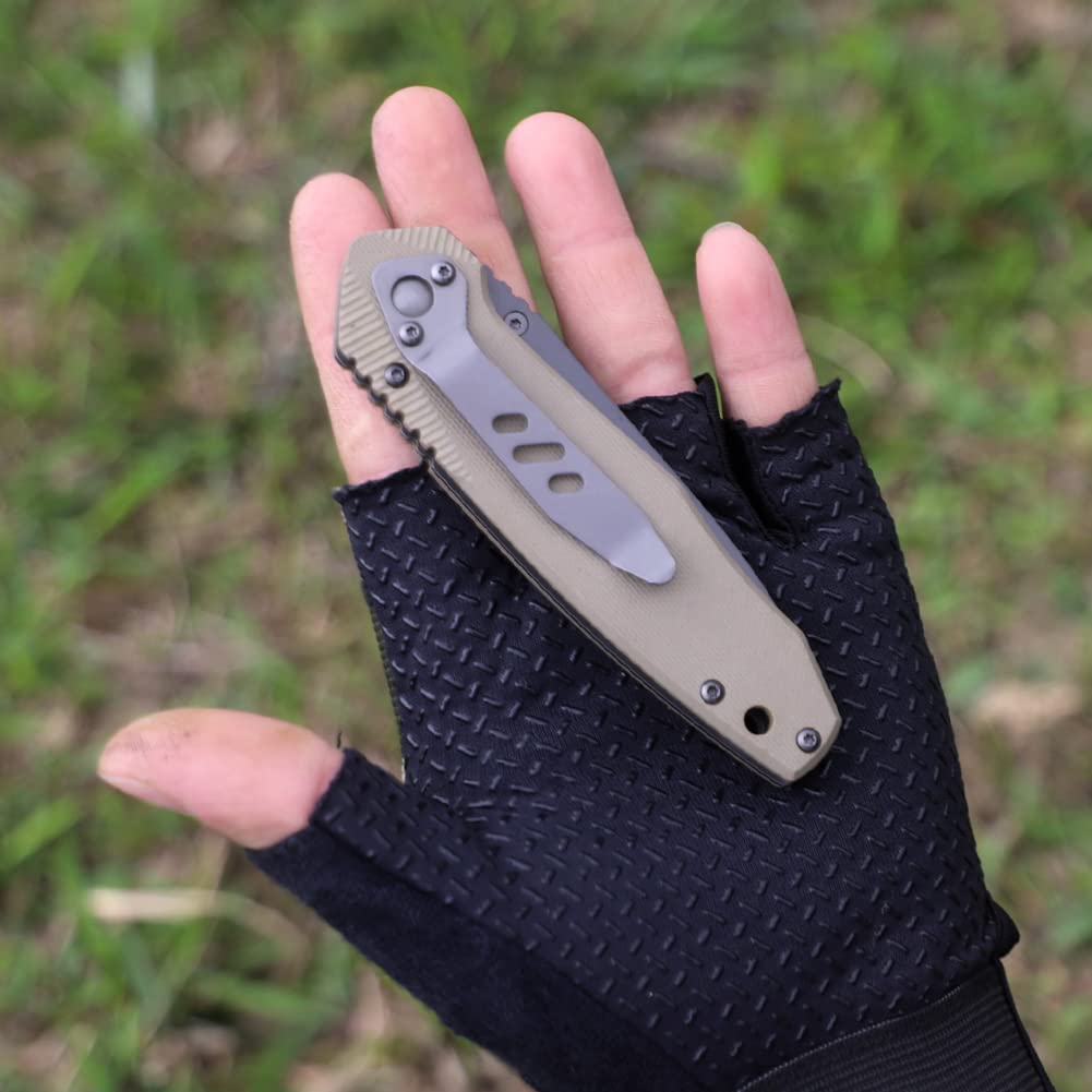 PHOELUXE Pocket Folding Knife –EDC Knife,Tactical Knife,Hunting Knife. Primrose Yellow G10 Handle 8Cr14Mov Blade. Thumb stud Assisted Opening Knifes with Liner Lock and Pocket Clip. Good for Hiking,Indoor,Camping and Outdoor Activities