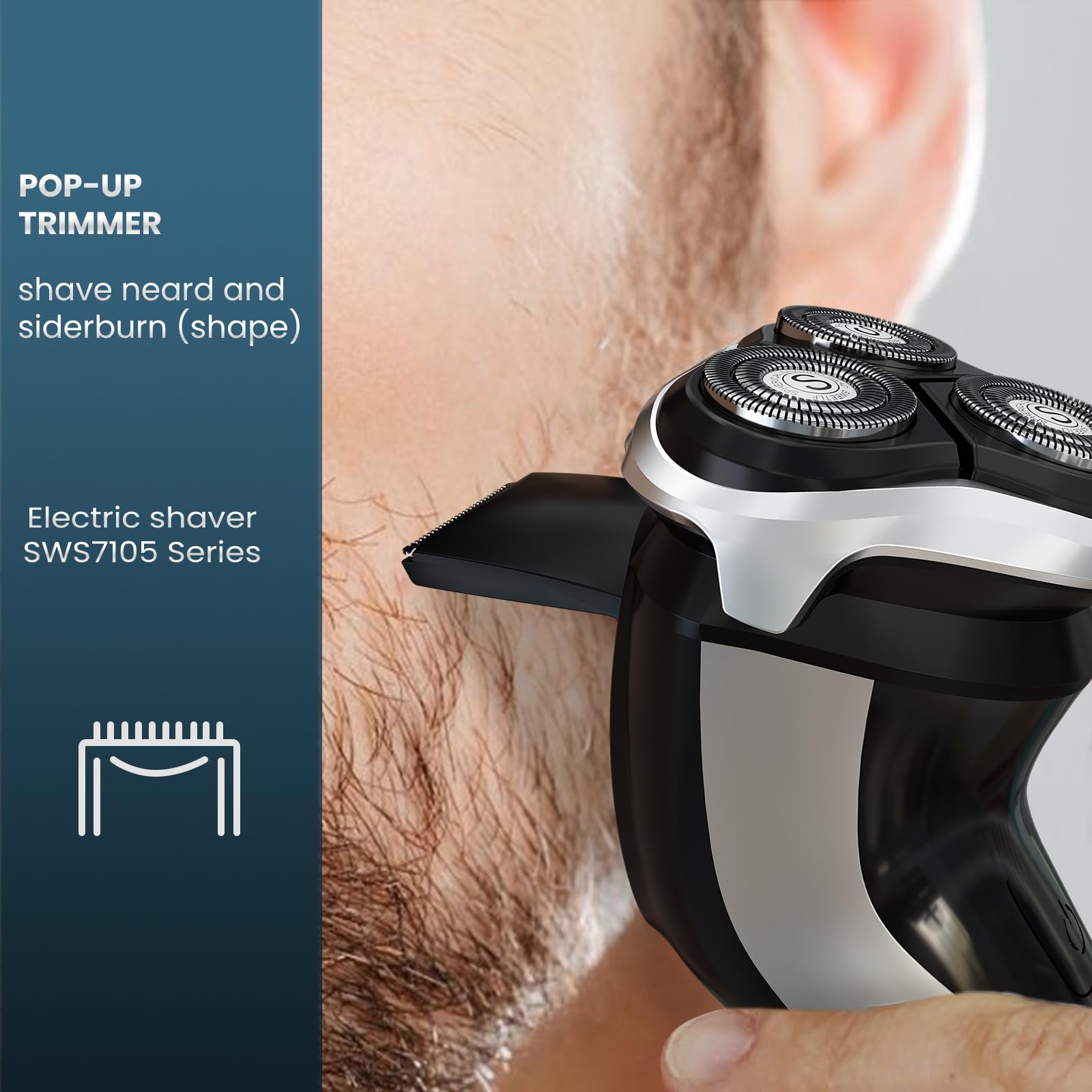 SweetLF Waterproof IPX7 Electric Shaver, Wet & Dry Rotary Shavers for Men, 3D Rechargeable Electric Razor with Pop-up Trimmer