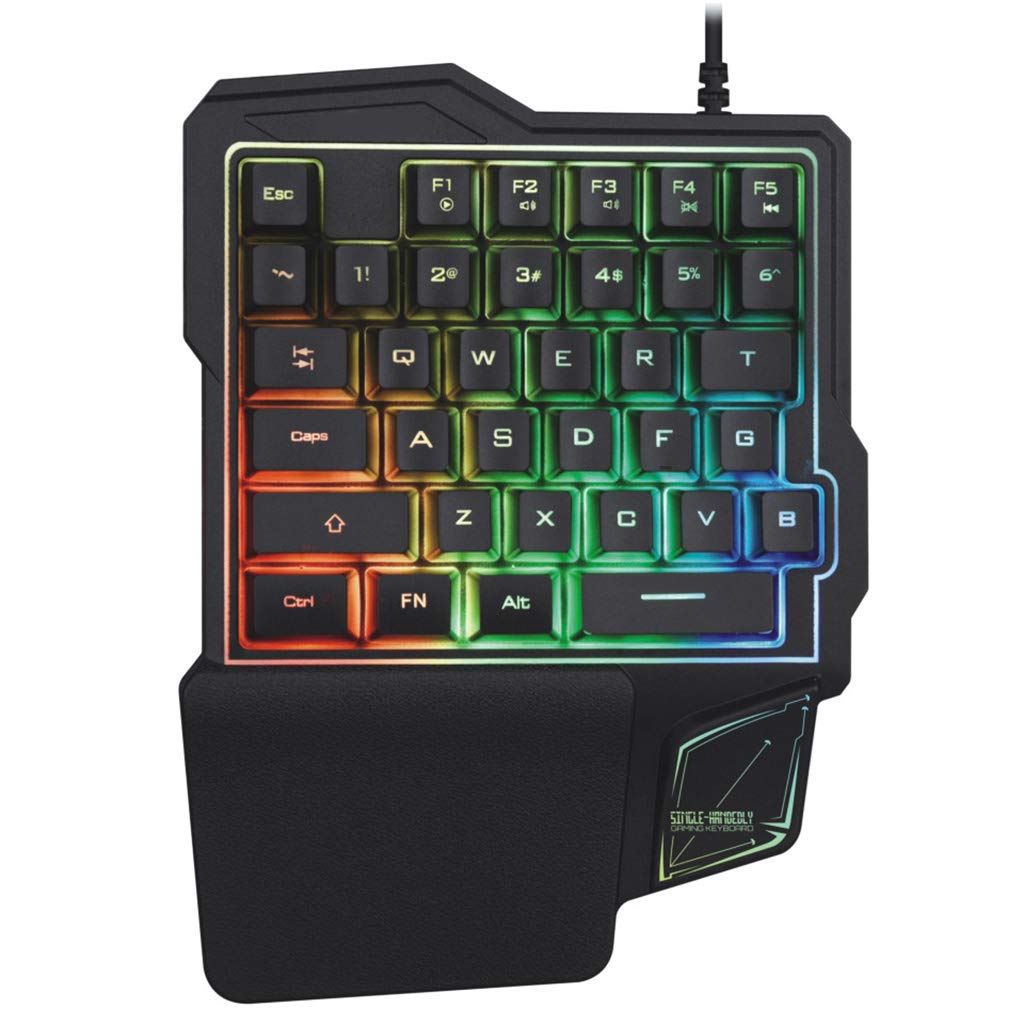 unband K103 Gaming Keyboard One-Handed Mechanical Feeling Keyboard for Laptop Computer Portable Gamer Keyboard Compatible for PUBG Phone