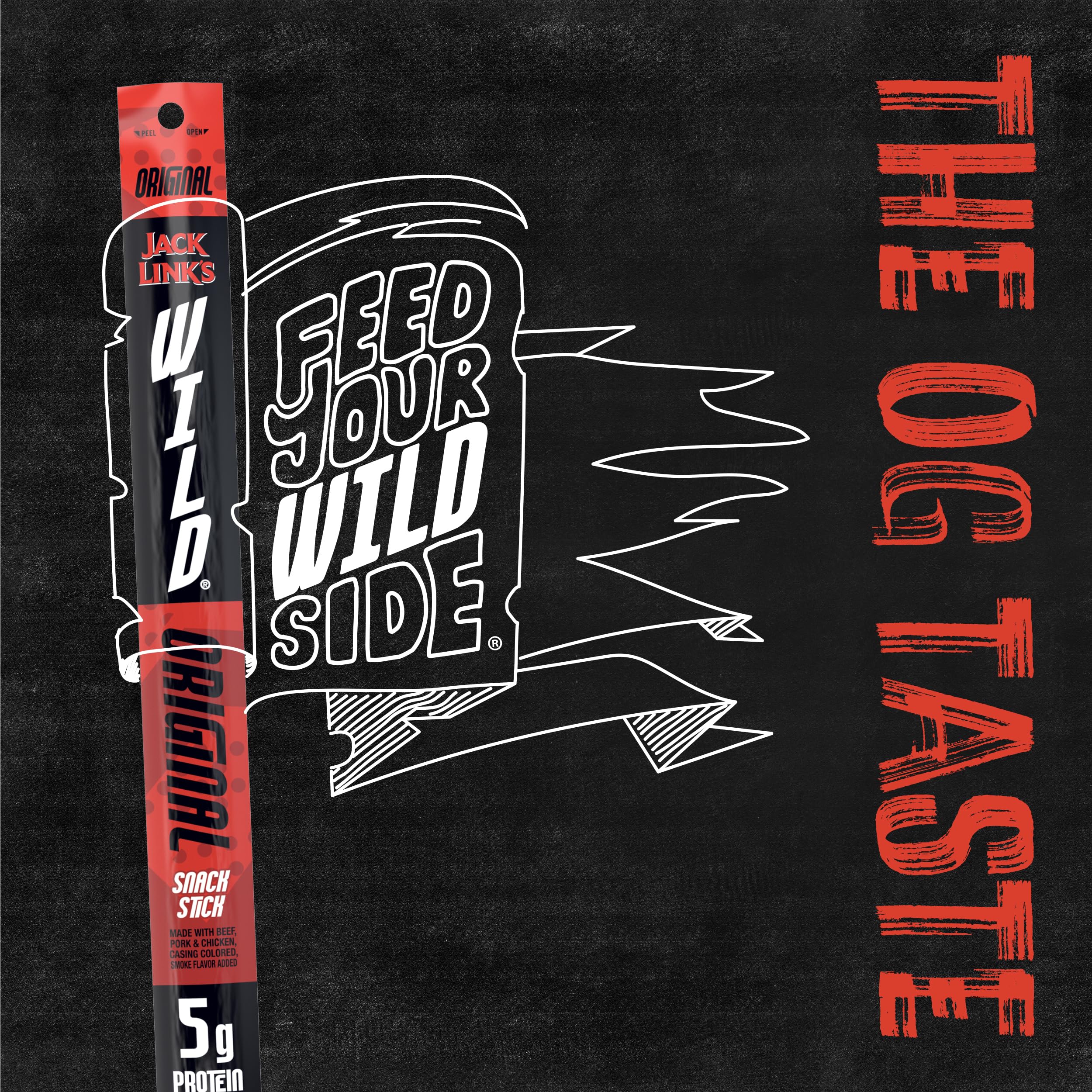 Jack Link's Wild Beef Sticks, Original β Protein Snack, Meat Stick with 6g of Protein, 1 oz. (Pack of 20)