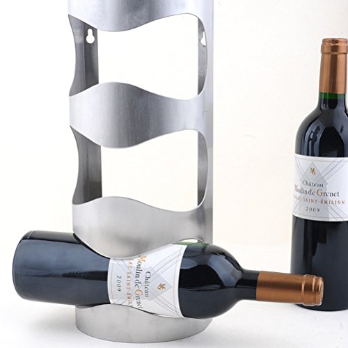 UPKOCH Wall Mounted Wine Racks, Stainless Steel Wine Bottle Rack, Wine Bottle Display Holder, Metal Hanging Bottle Organizer, Storage Shelf Organizer for 4 Bottles