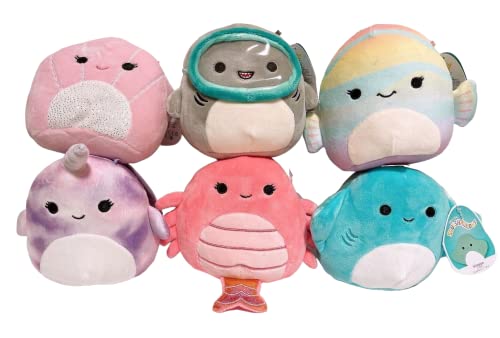 Squishmallows 2022 Sealife Lobster Shark Fish 5" Mini Plush Doll Toy (Set of 6)