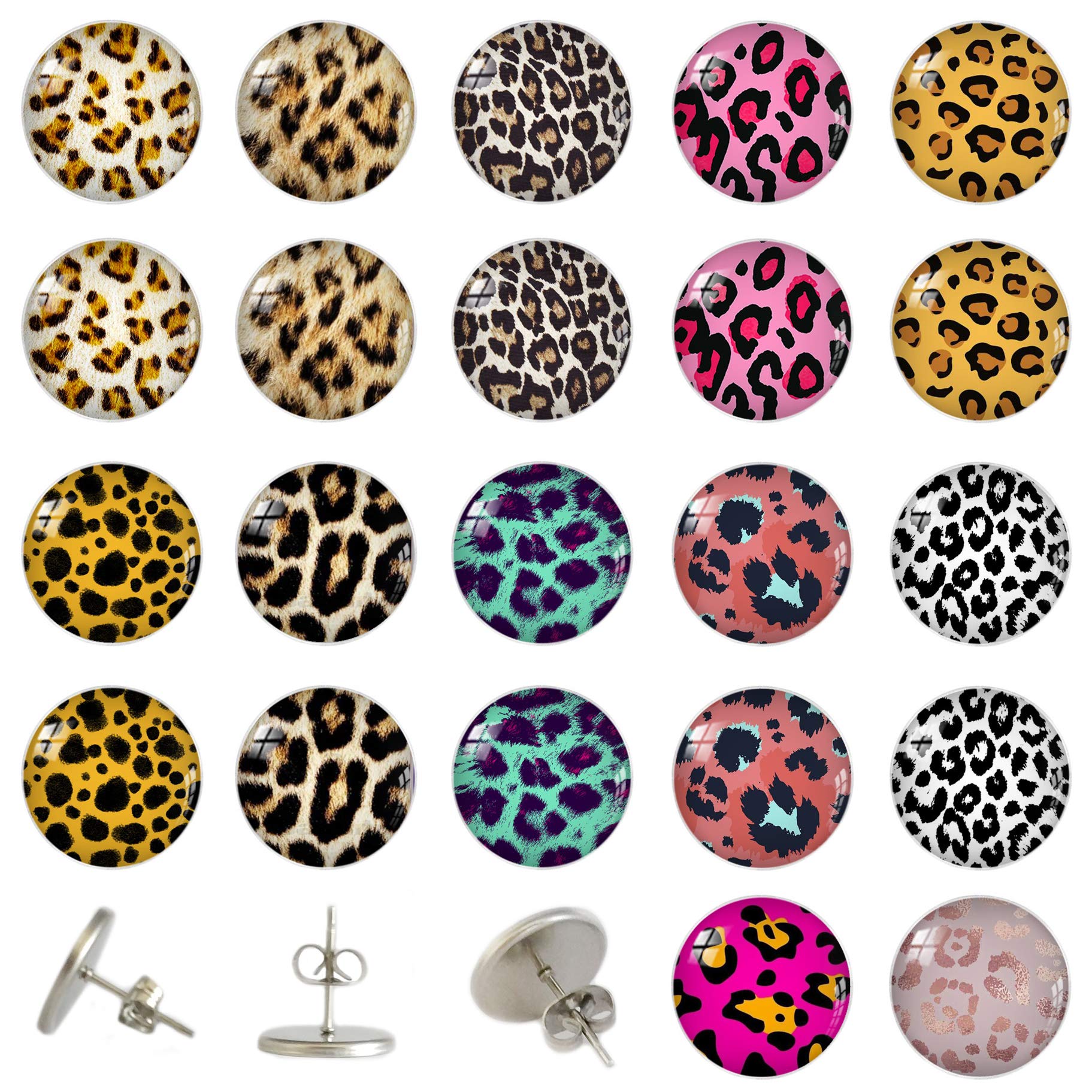 Leopard Earring Stainless Steel Stud Earring Jewelry for Women best gift for friend 12 MM 24PCS Ear studs