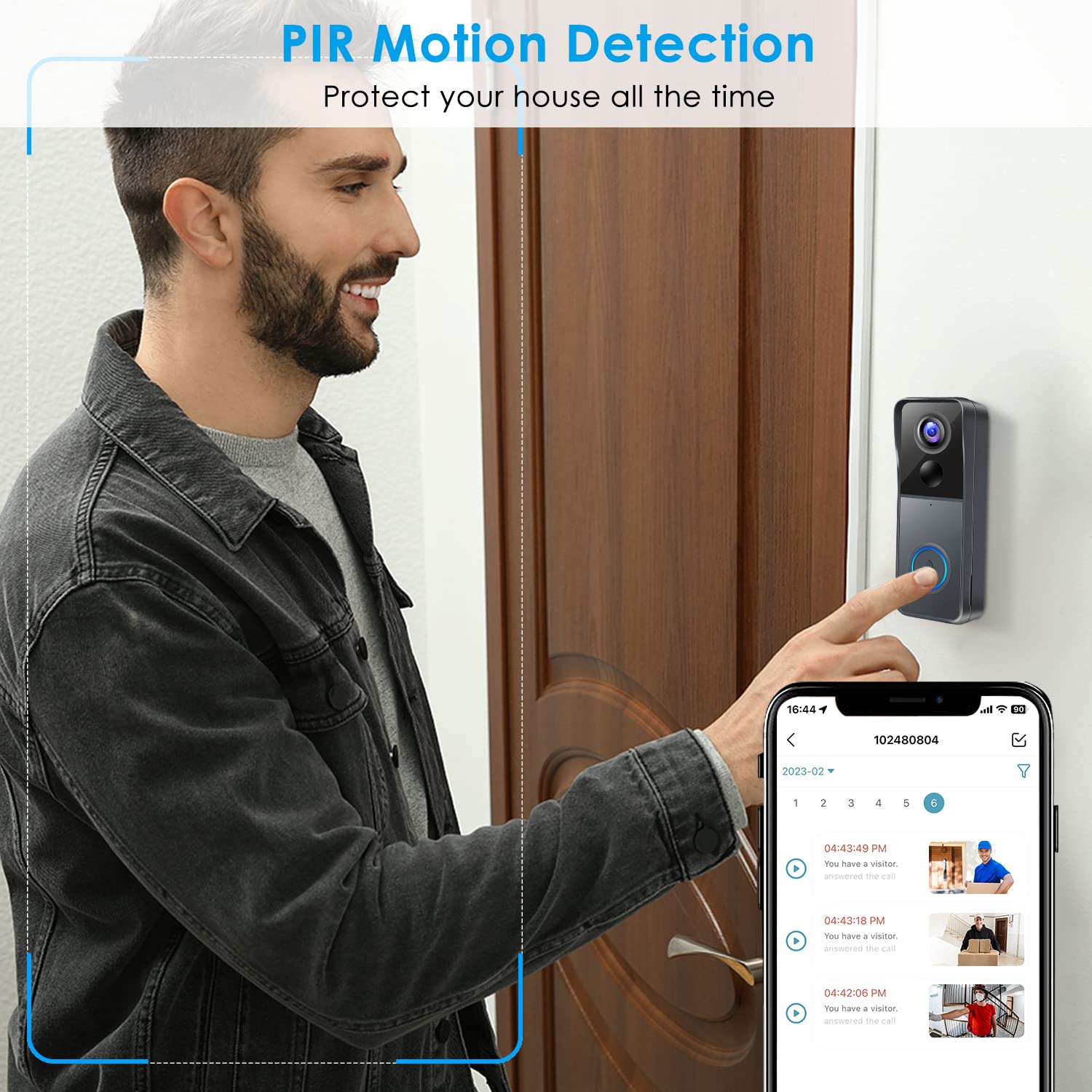 KAMEP Doorbell Camera Wireless with Chime,Video Doorbell Camera Support 2.4G WiFi,2-Way Audio/Voice Changer/PIR Motion Detection/145°Wide Angle Vision/IR Night Vision/Cloud Storage