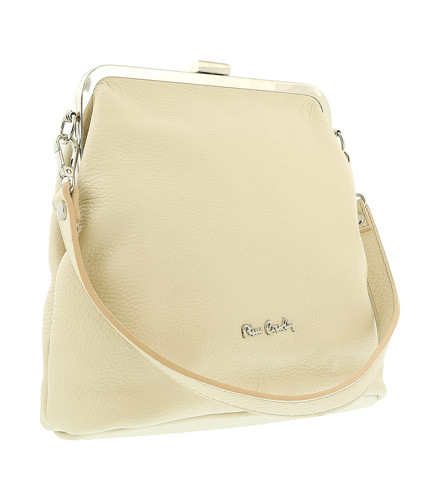 Pierre Cardin Cream Leather Small Vintage Shoulder Crossbody Bag for womens