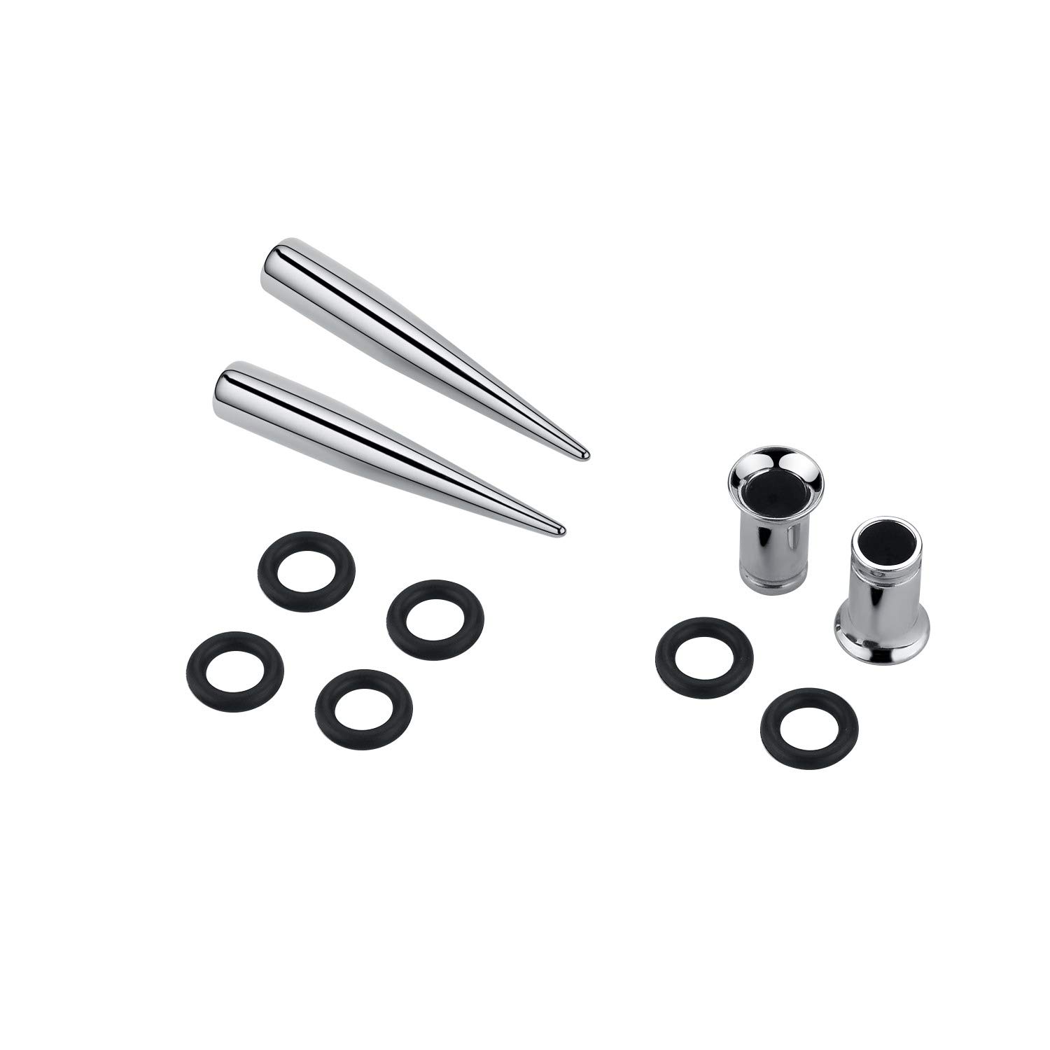 LEFVNPETS 36PC Gauges Ear Stretching Kit Stainless Steel 14G-00G Gauges for Ear Plugs Tunnels and Taper Set Gauges Set Expanders (Stainless Steel)