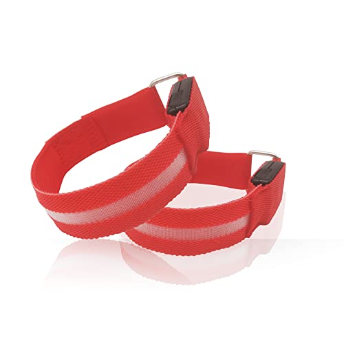 LED Armband for Running Cycling Exercising Glow Light up in Dark Night Running Gear Safety Reflective Sports Event Wristbands with USB Charging Cord (2 Pack Red)