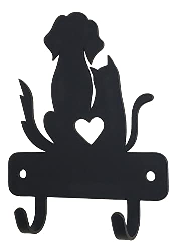 The Metal Peddler Miniature Dog & Cat Love - Key Holder for Wall - Extra Small 3.5 inch Wide - Made in USA