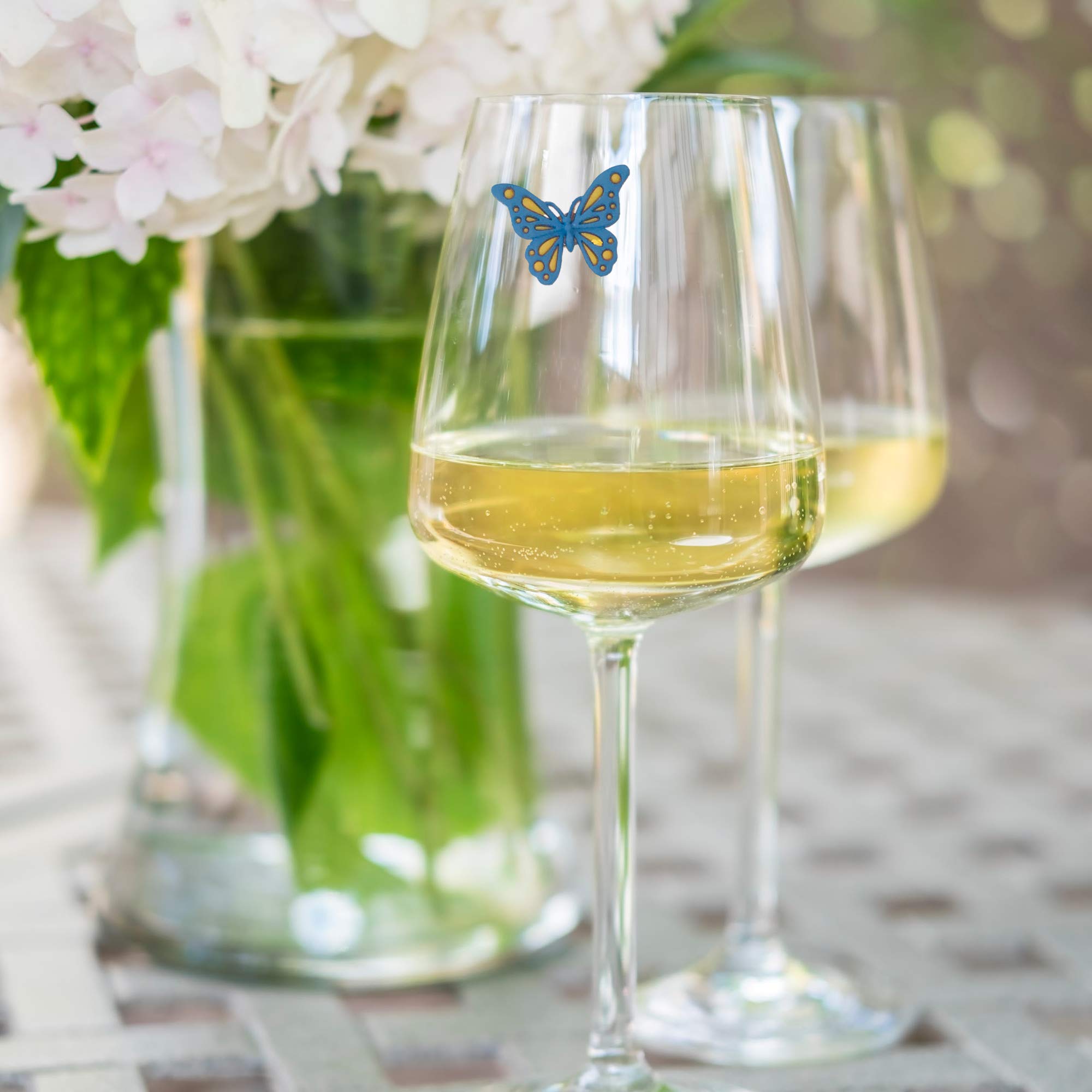 Simply Charmed Butterfly Magnetic Wine Glass Charms - 6 Wine Magnet Drink Markers - Fun Gift for the Gardener