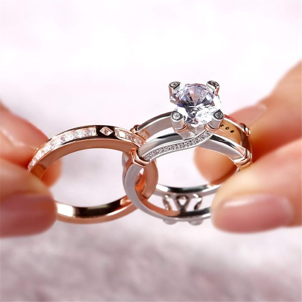 JEULIA Diamond Band Rings for Women cz Sterling Silver Interchangeable Ring Sets Wedding Engagement Anniversary Promise Ring Bridal Sets