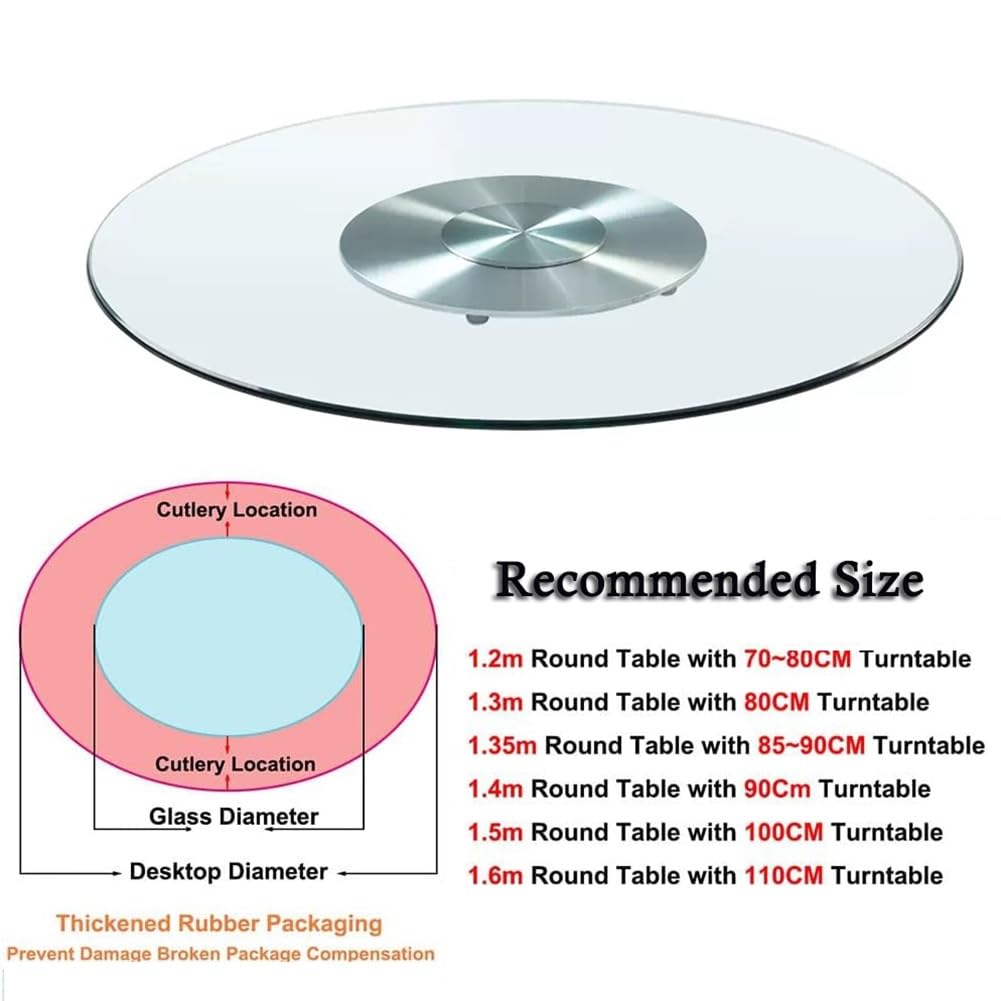 Large Lazy Susan Tempered Glass Turntable, Round Rotating Tray Kitchen Serving Plate, Dining Table Swivel Tray for Family Hotel Restaurant (Color : Clear, Size : 60cm/24in)