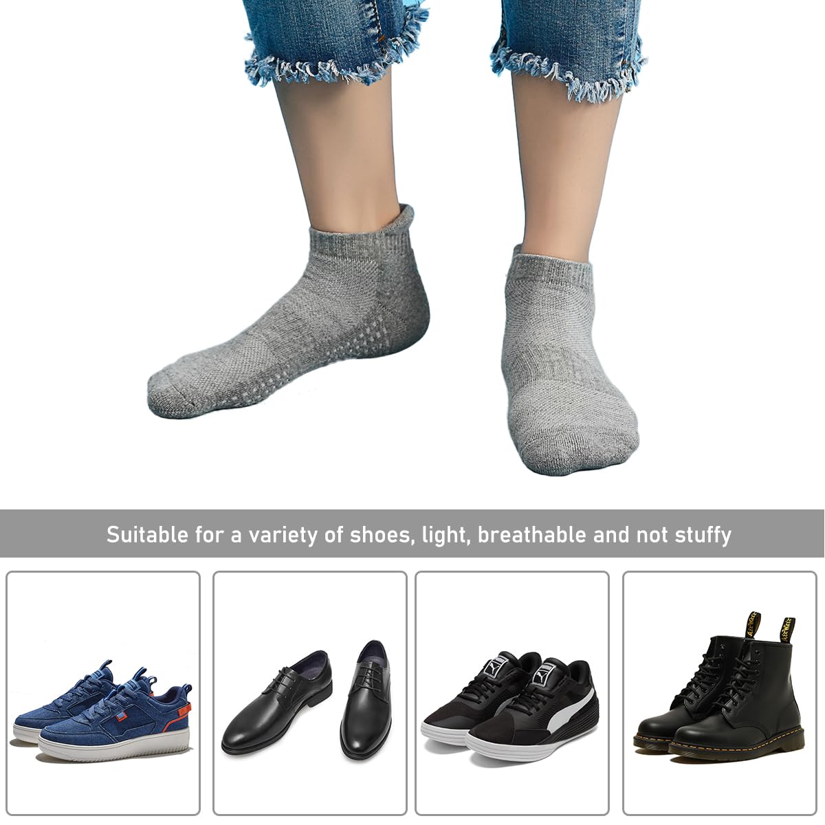 LEPUTA Men's Athletic Ankle Socks Mesh Breathable Cotton Crew Socks Boot Socks Low Cut Socks 6 Pairs