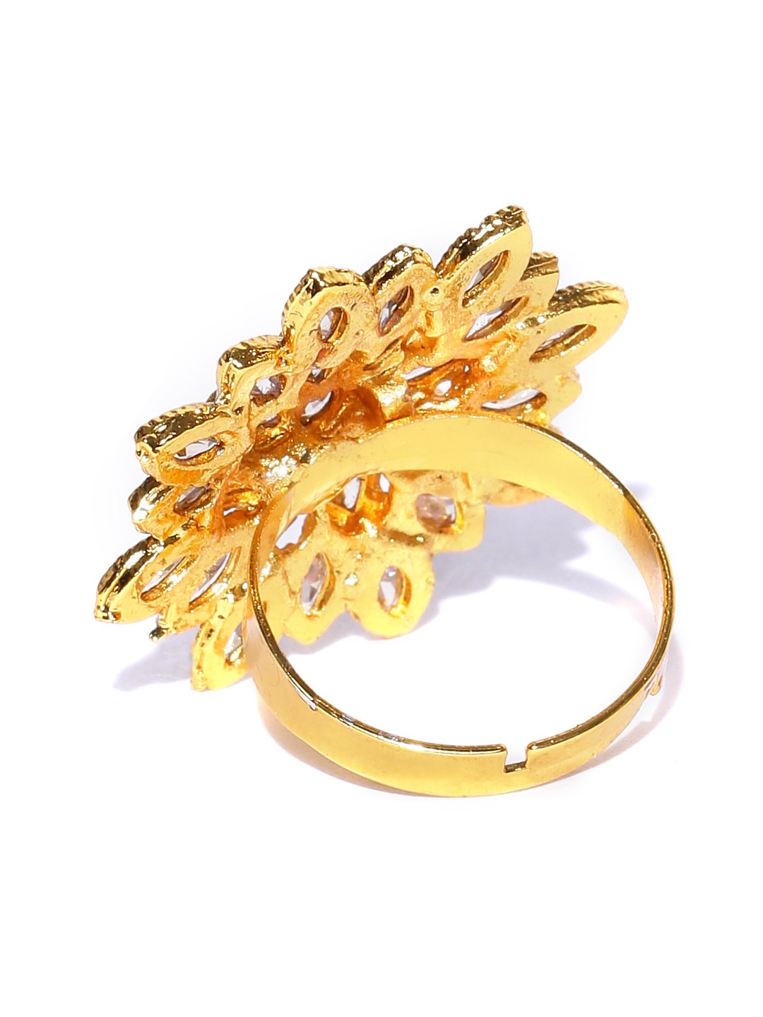 Joyria zircon Fashion Indian Bollywood Designer Gold Plated Openable Polki Rings