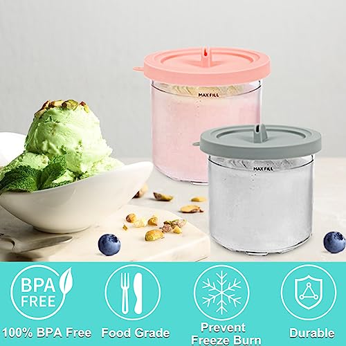 YQL Creami Pint Containers with Silicone Lids Replacement for Ninja Creami Pints and Lids,16oz Cups Compatible with NC301 NC300 NC299AMZ Series Ice Cream Maker,Dishwasher Safe&Leakproof(2 Pack)