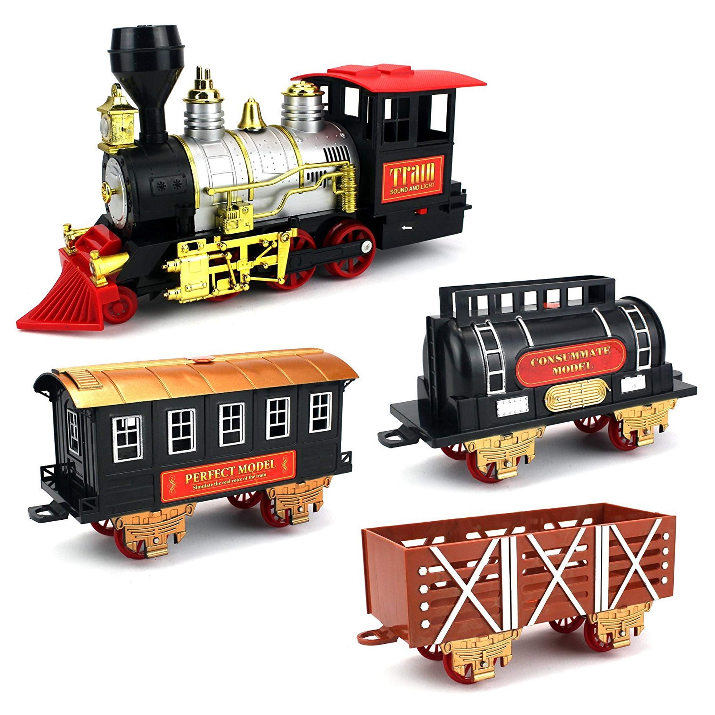 Large Classic Holiday Christmas Tree Train Set with Sounds Lights Smoke for Around Under The Christmas Tree