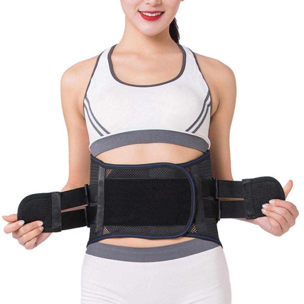 LSRRYD Men Women Premium Back Support Belt Lower Back Brace Low Back Support Belt Double Pull for Pain Relief and Injury Prevention (Color : Black, Size : M)