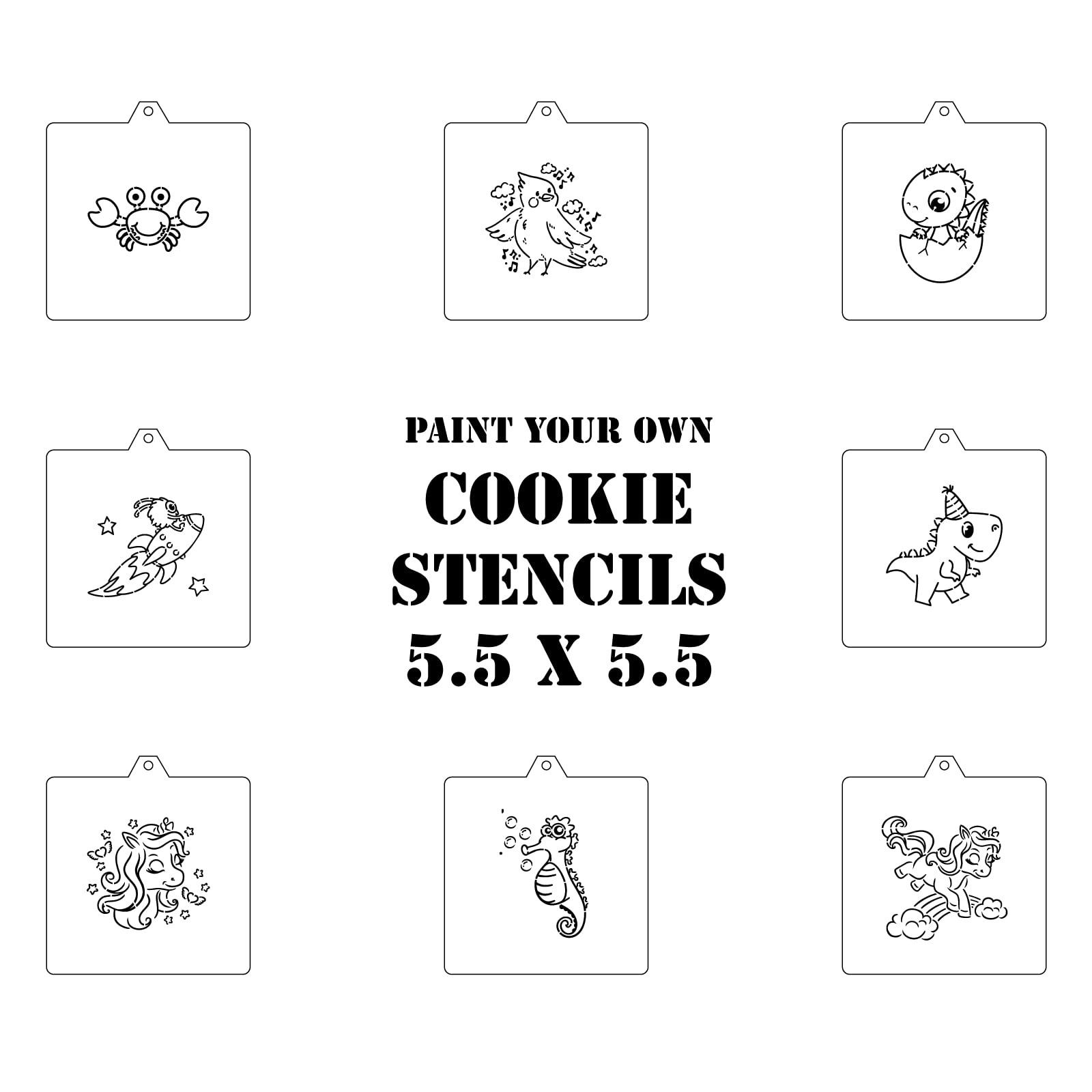PYO cookie decorating starter set, Paint Your Own cookie stencil,Sugar Cookie cutter,PYO Stencil Kit,Christmas Easter paint your own cookie tool set (4x5in, PYO, Black)