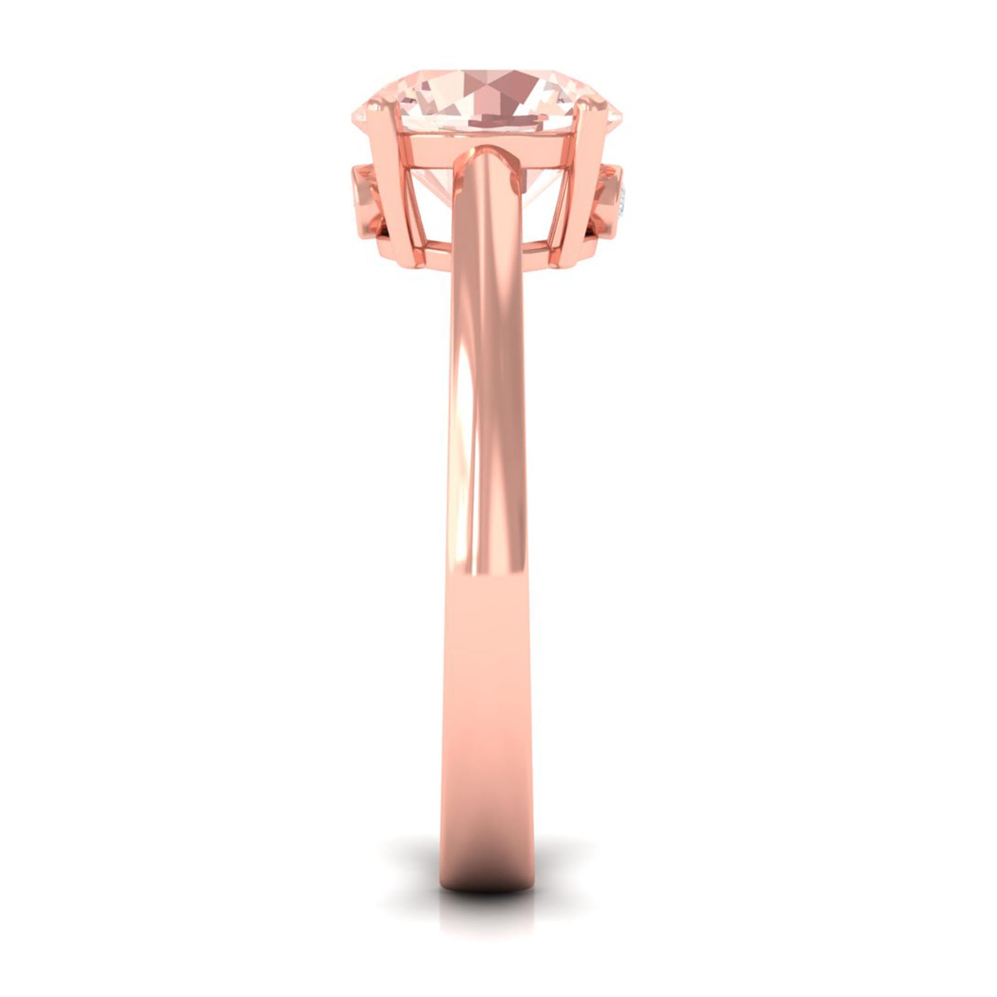 Natural Morganite Solitaire Engagement Ring| 8 MM Round| AAA Quality| October Birthstone Jewelry Gift for Women, 14K Rose Gold, Size:US 8.00