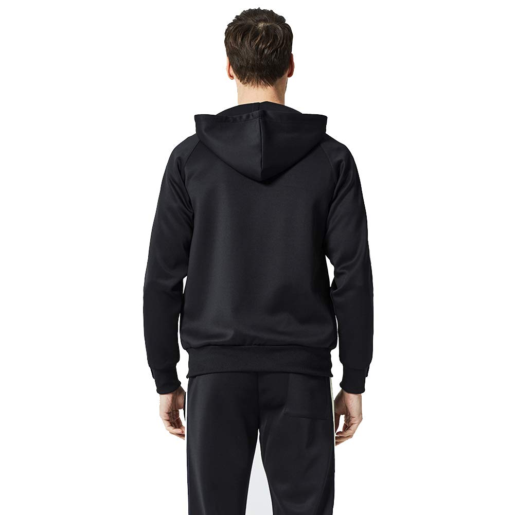 LBL Men's Sports Tracksuit Set Hooded Zip-up Casual Gym Jogging Sweat Suit Black M