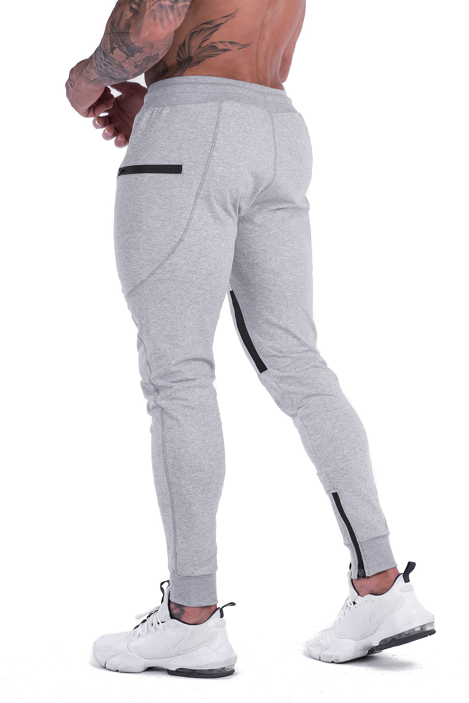MAIKANONG Mens Slim Joggers Sweatpants Tapered Gym Pants Casual Training Workout Pants Track Pant Light Gray