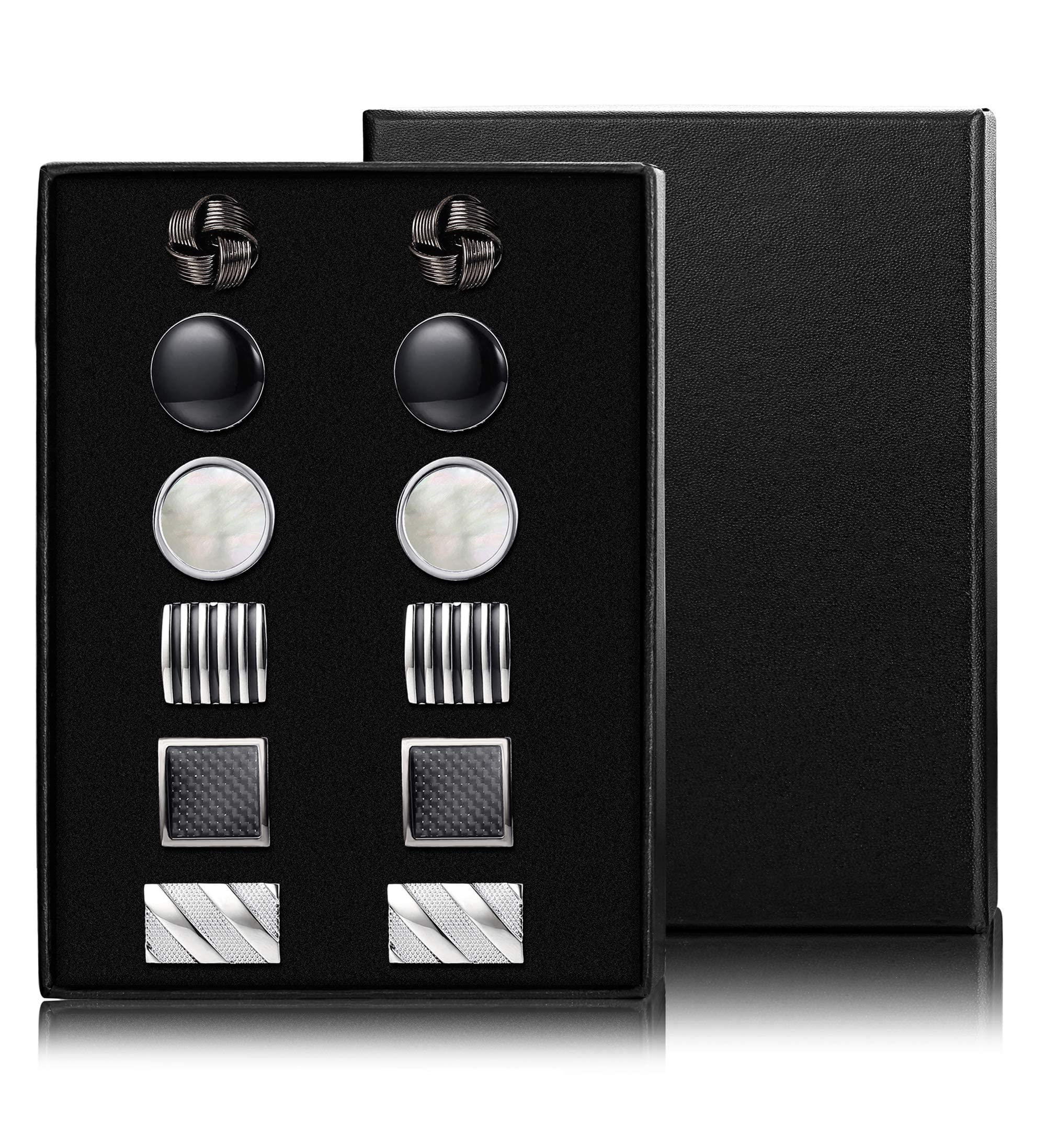 Jstyle 6Pairs Classic Cufflinks Set for Men Wedding Bussiness Cufflink Shirts Mens Jewelry With Gift Box