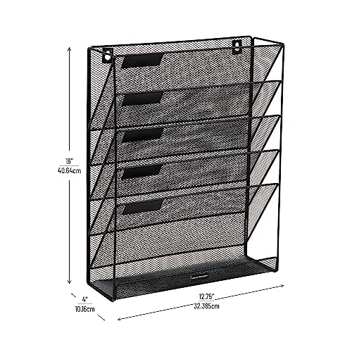 Mind Reader Vertical File Storage, 12.75 (L) x 4.25 (W) x 16 (H) inches, Black