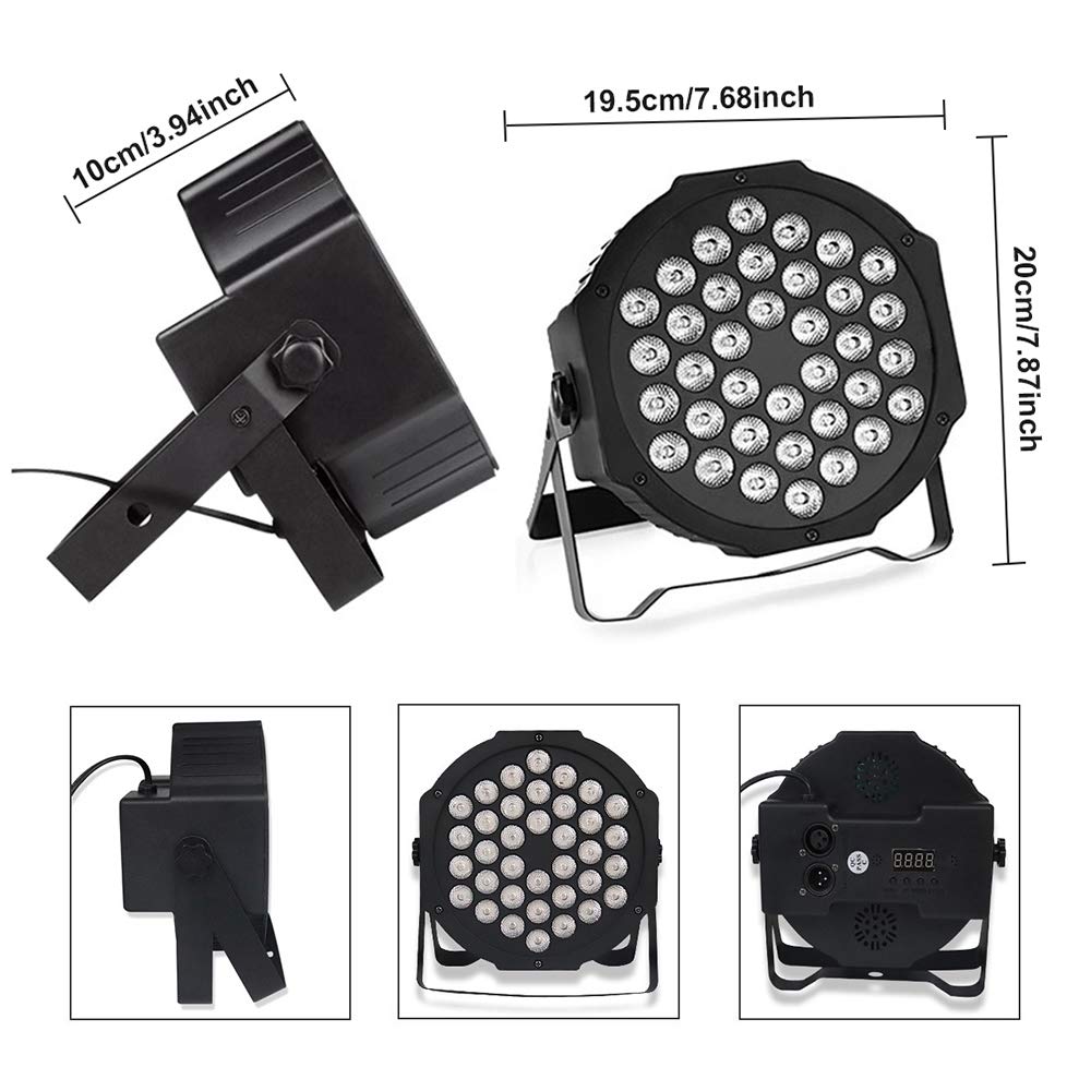Kebert Par Lights, 36 Led DJ Stage Lights with Remote Control and DMX, 1W RGB Sound Activated Stage Lights, 9 Modes Par Led Flood Lights for Wedding Bar Party DJ Show -8 Pack
