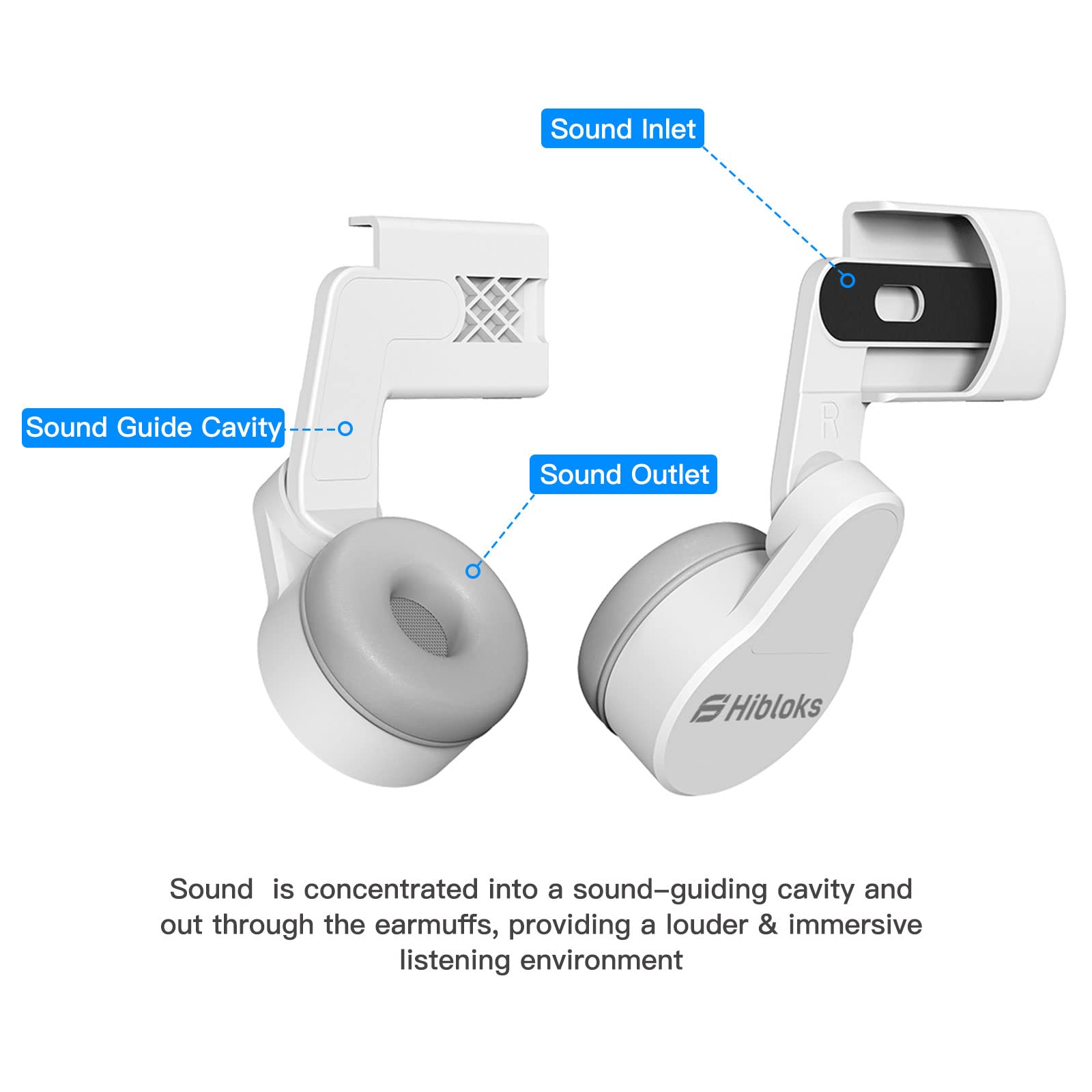 RCstyle Hibloks Adjustable Ear Muffs for Meta/Oculus Quest 2, Enhance Sound Effect for Meta/Oculus Quest 2 Accessories, Compatible with Original Strap/Elite Strap