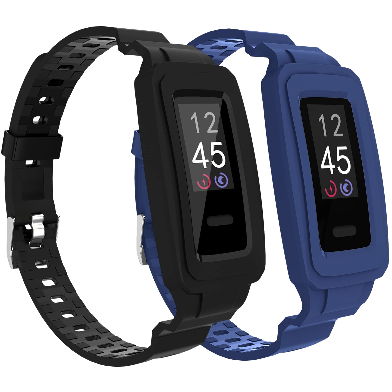 omee 2 Pack Halo View Bands with Case Compatible with Amazon Halo View Fitness Tracker [2021], Halo View Soft Silicone Sport Replacement Band for Men Women