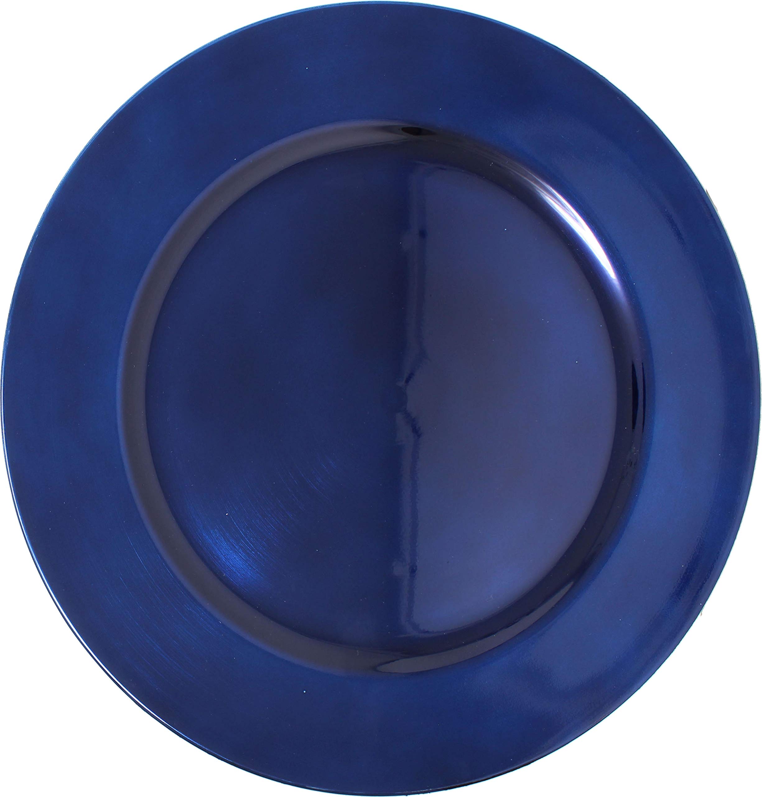 Ms Lovely Metallic Foil Charger Plates - Set of 6 - Made of Thick Plastic - Dark Blue