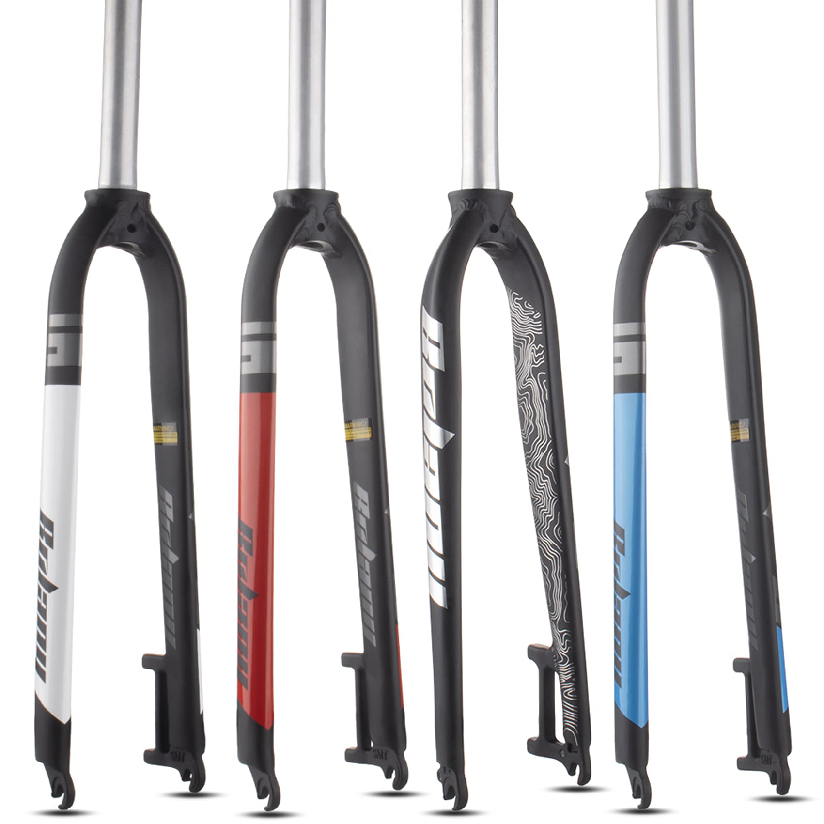 NA [US Spot] 1-1/8" Full Aluminum Alloy 26/27.5/29" Rigid Disc Brake MTB Fork, 28.6mm Threadless Taper Tube Ultra Light MTB Fork (X6-Black/White)
