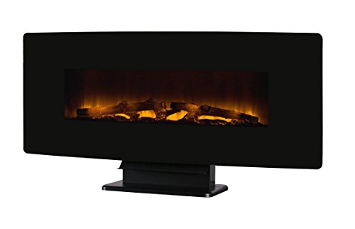 Muskoka 48" Curved Front Wall Mount Black Glass Electric Fireplace