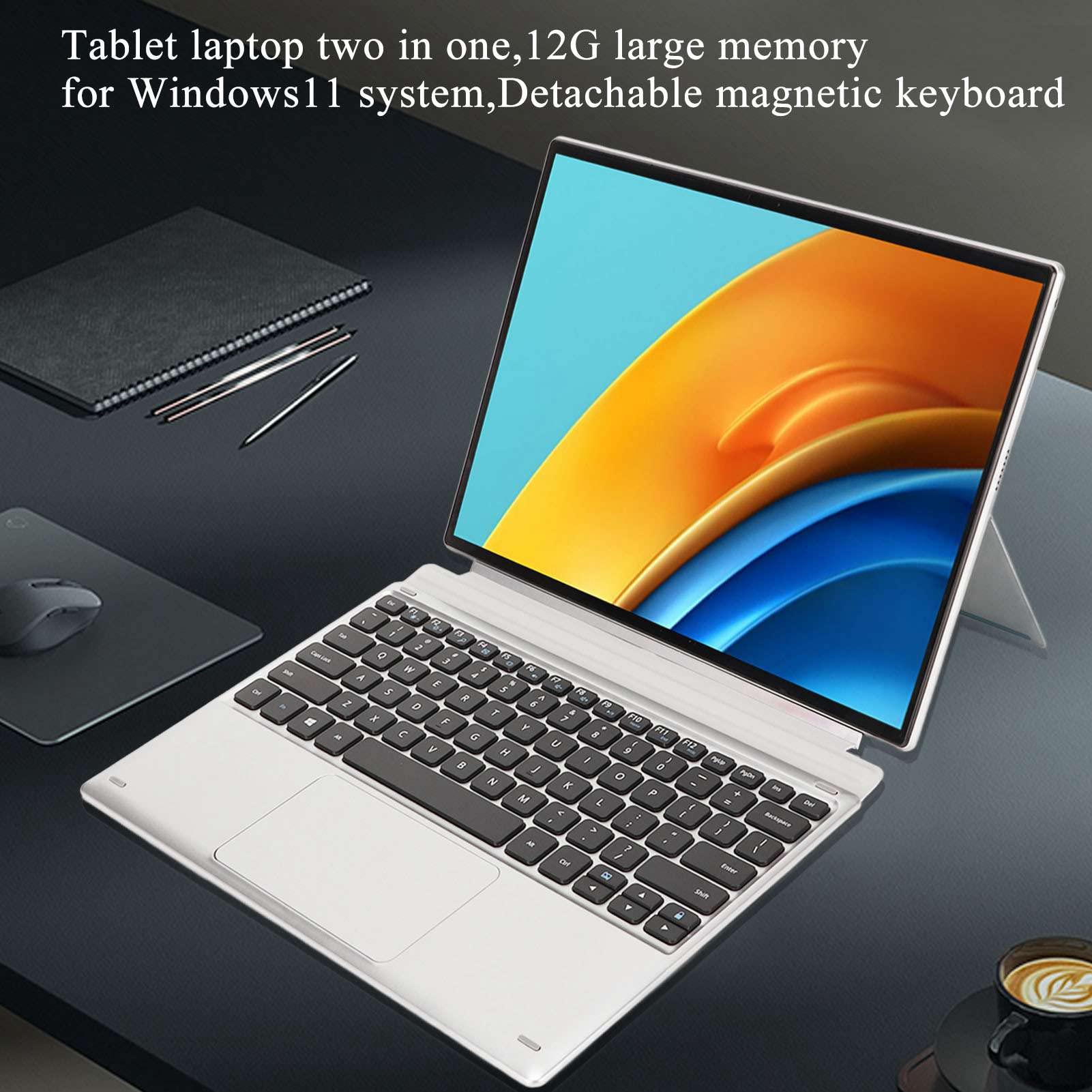 Laptop 12GB RAM 256GB SSD, 12.3 in IPS Panel 3K 2880X1920 Portable Laptop with Magnetic Keyboard and Touch Screen, Large Screen with 3:2 Aspect Ratio, for Win 11(USA)