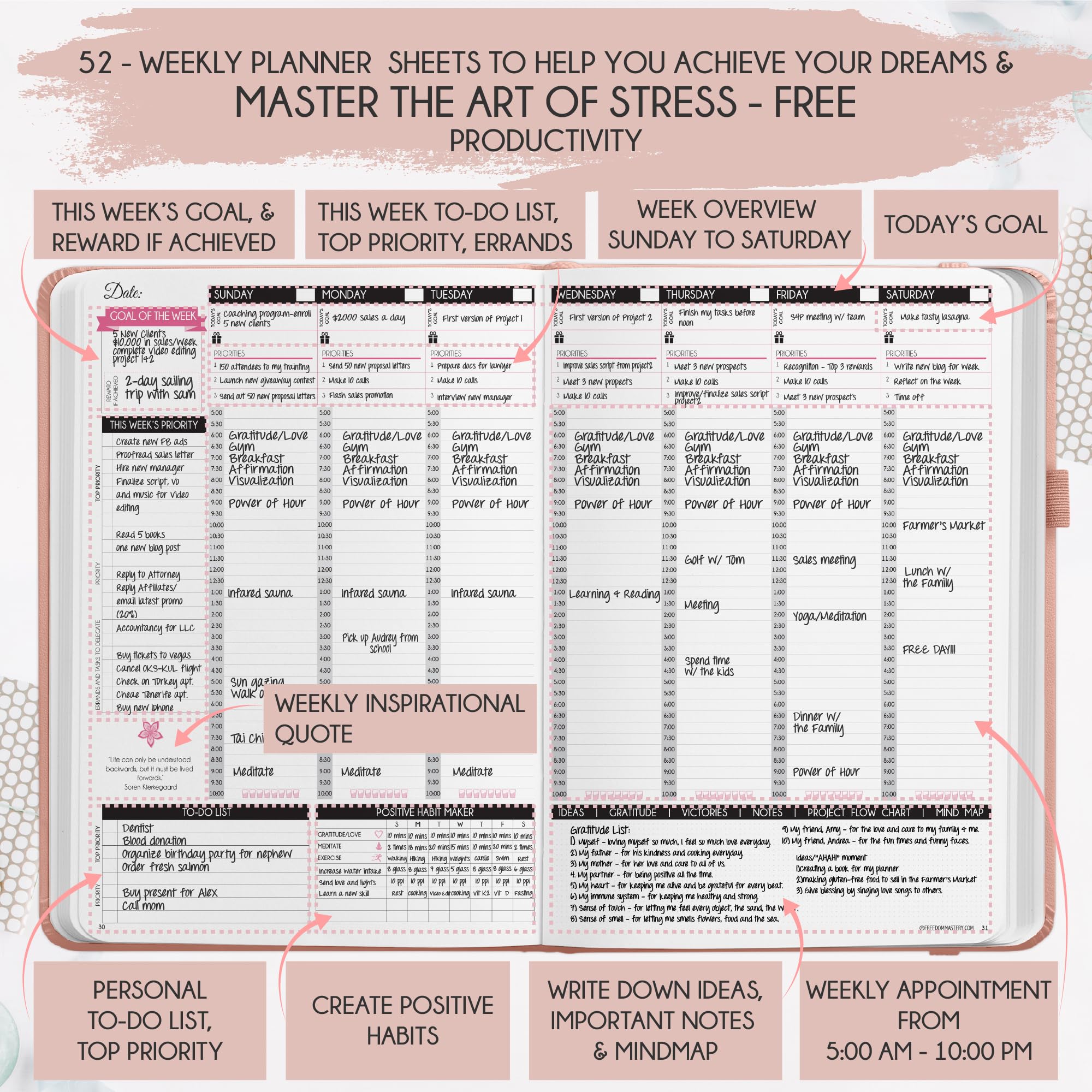 Law of Attraction Planner 2024-2024 Planner Weekly and Monthly, Hourly Planner, Daily Planner, Daily Gratitude Journal, Positive Habit Maker, Vision Board, Planner Stickers & Gift Box